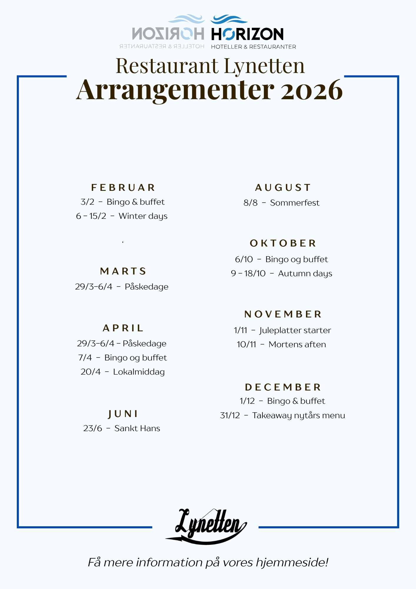 Menukort hos Restaurant Lynetten – Lækre retter for enhver smag